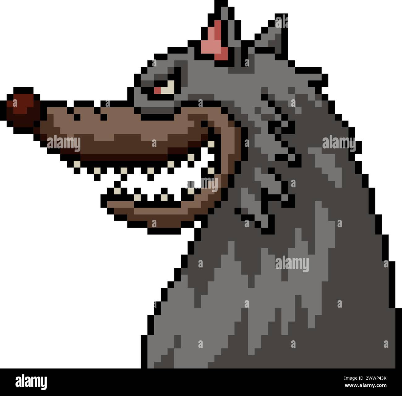 pixel art of wolf smile grin isolated background Stock Vector Image ...