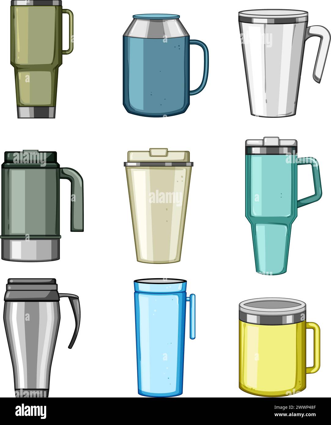 thermos cup set cartoon vector illustration Stock Vector Image & Art ...