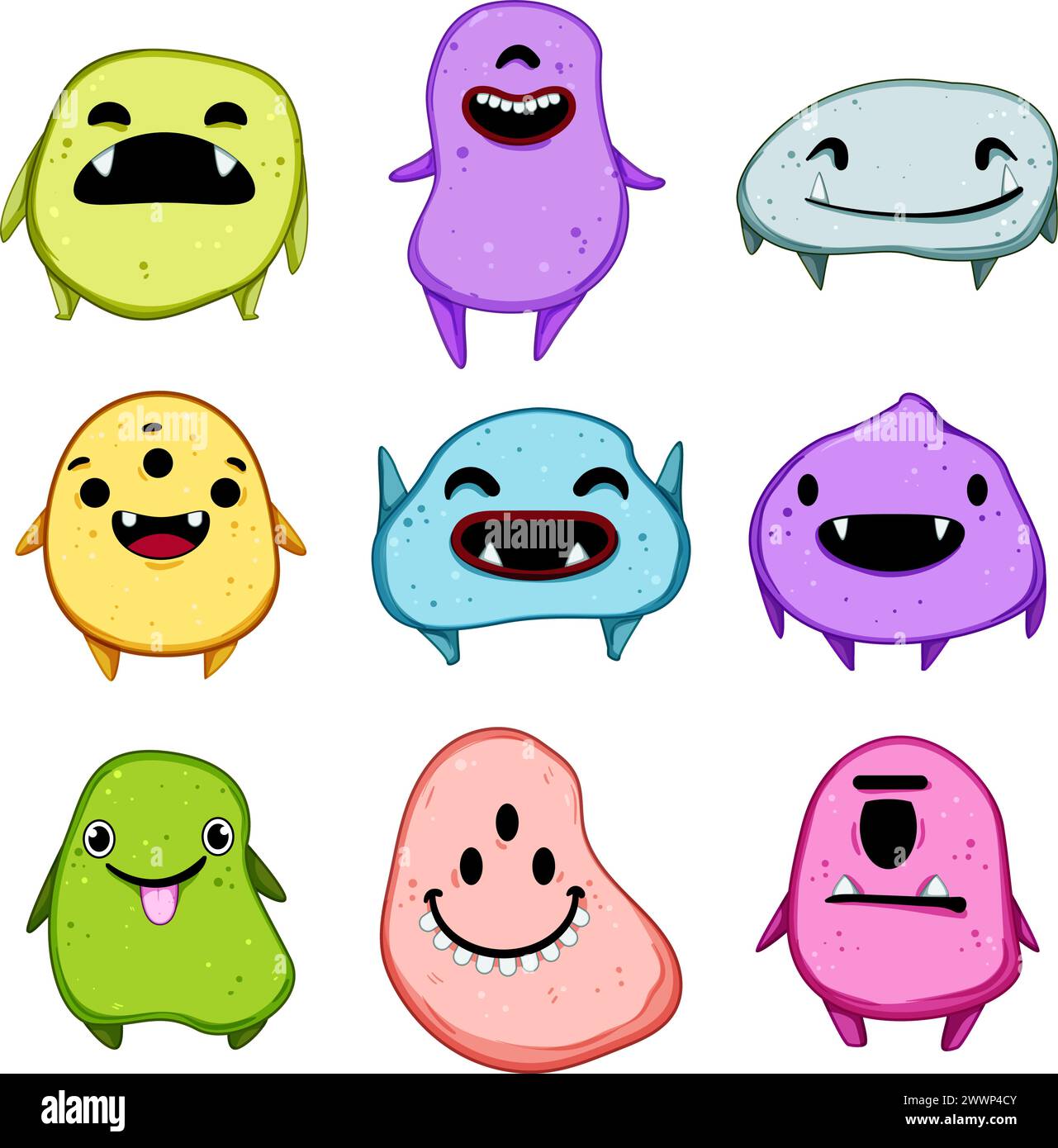 monster character set cartoon vector illustration Stock Vector Image ...