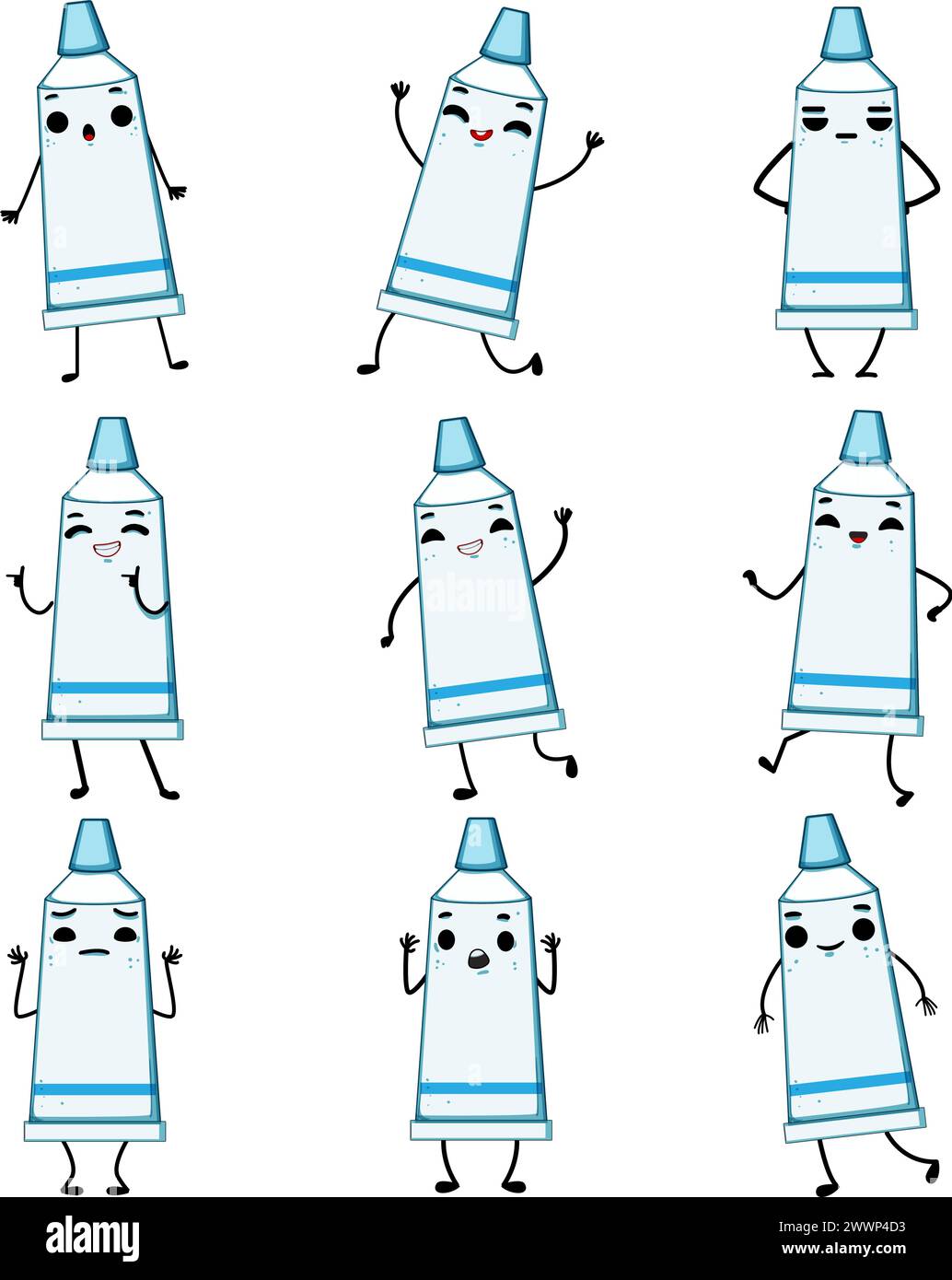 toothpaste character set cartoon vector illustration Stock Vector Image ...