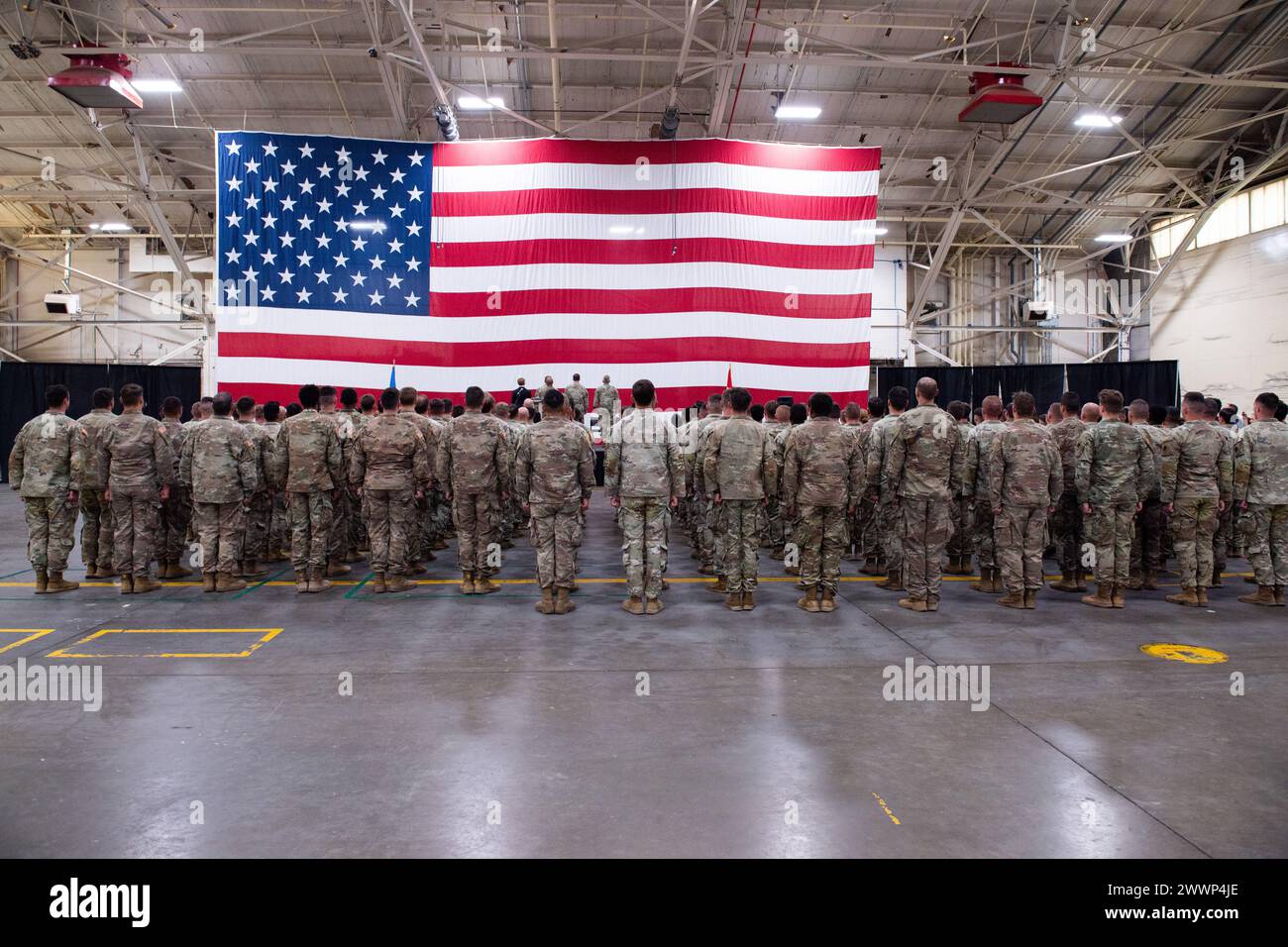 Members of Task Force Tomahawk stand in formation during a welcome home ...