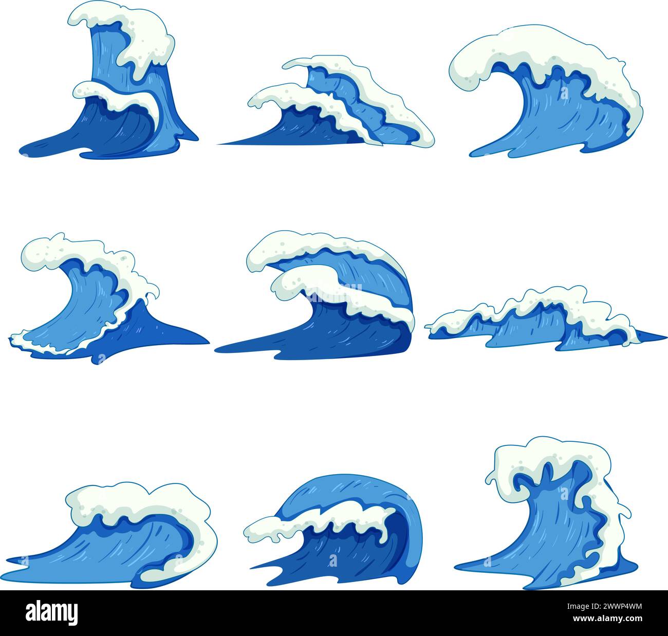 ocean waves set cartoon vector illustration Stock Vector Image & Art ...