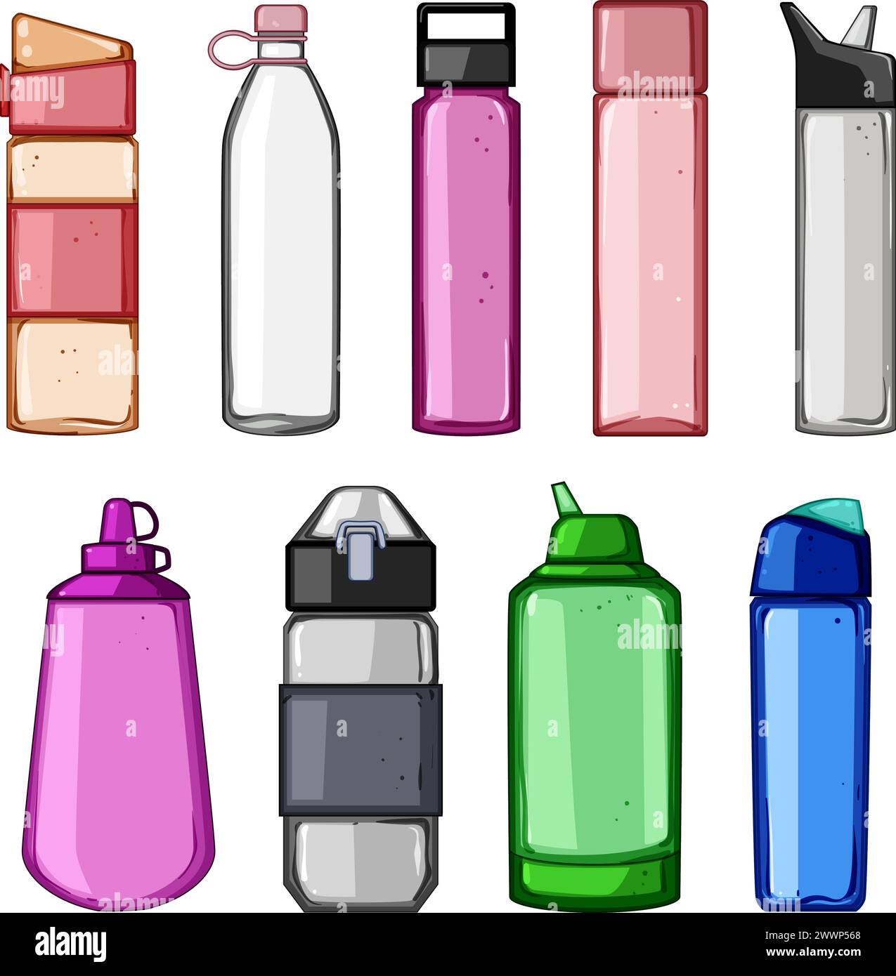 water bottle set cartoon vector illustration Stock Vector Image & Art ...