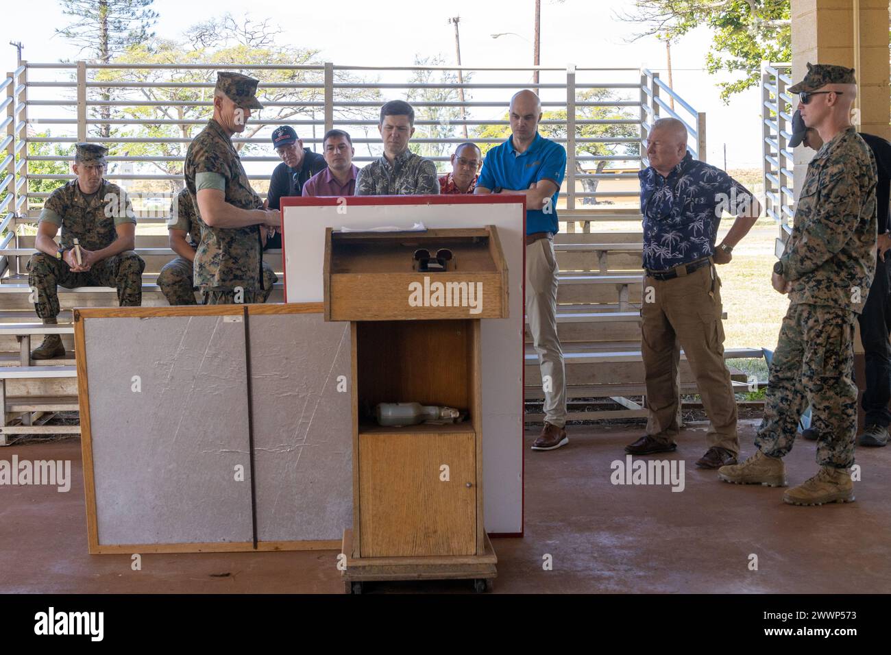 U.S. Marine Corps Col. Jeremy Beaven, left, commanding officer of ...