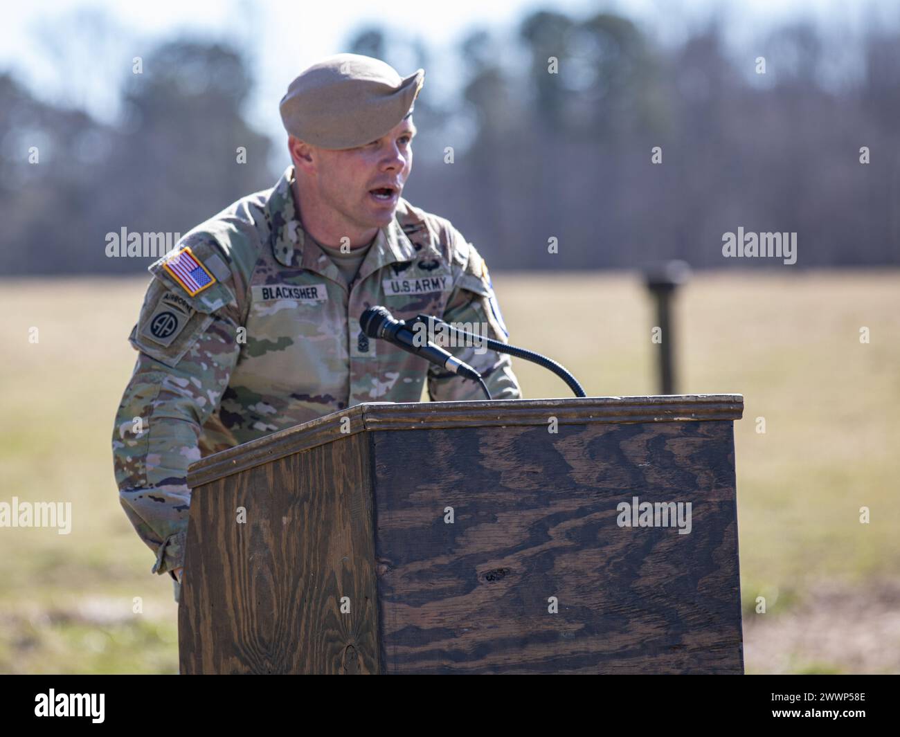 U.S. Army Command Sgt. Maj. Joey D. Blacksher, assigned to 5th Ranger ...