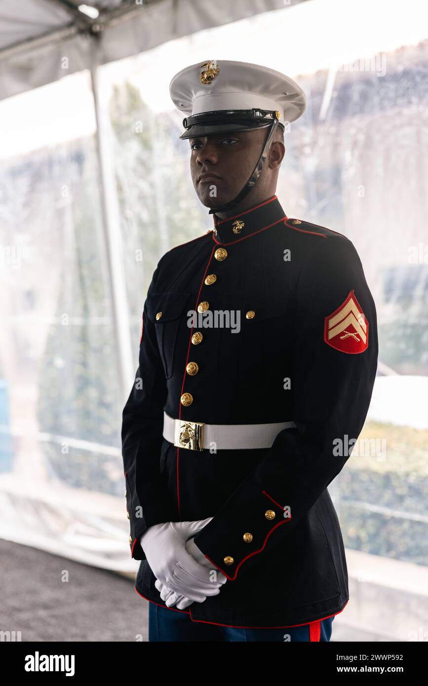 U.S. Marine Corps Cpl. Dexter McDaniel, an air traffic controller with ...