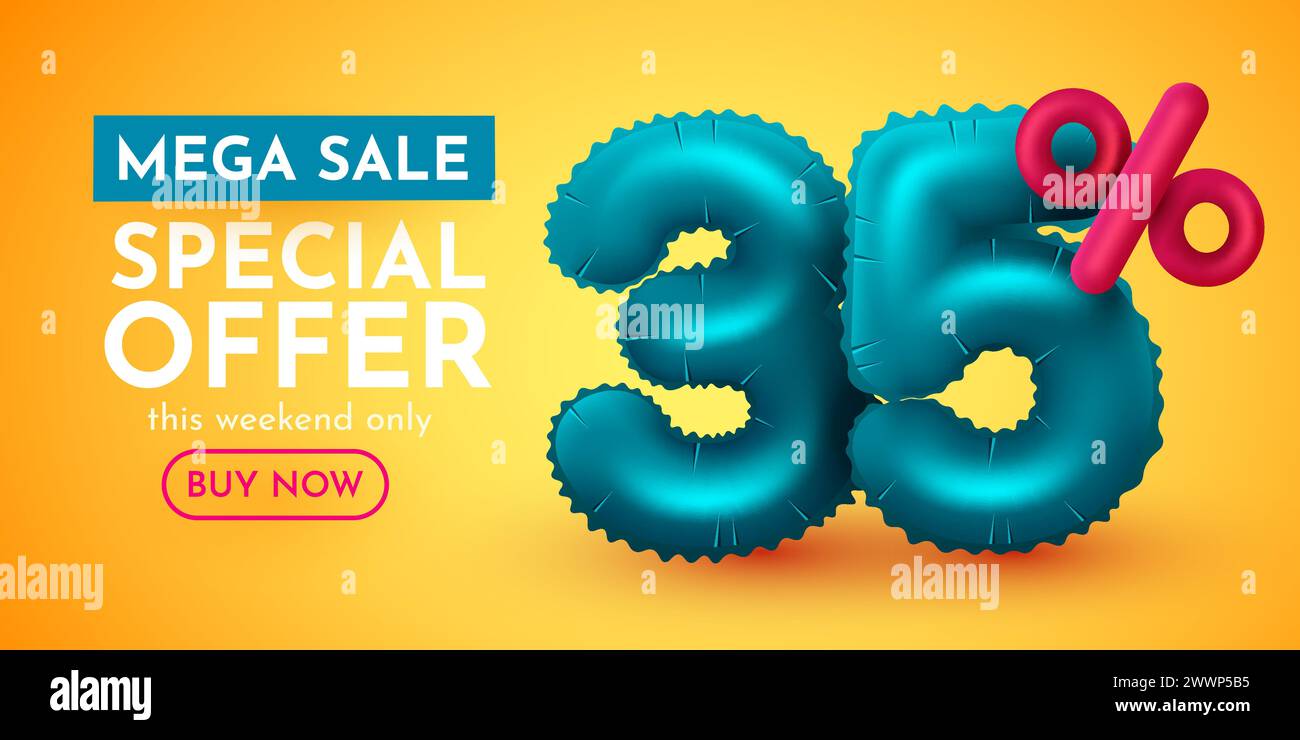 35 percent Off. Discount creative composition. Mega Sale. Vector ...