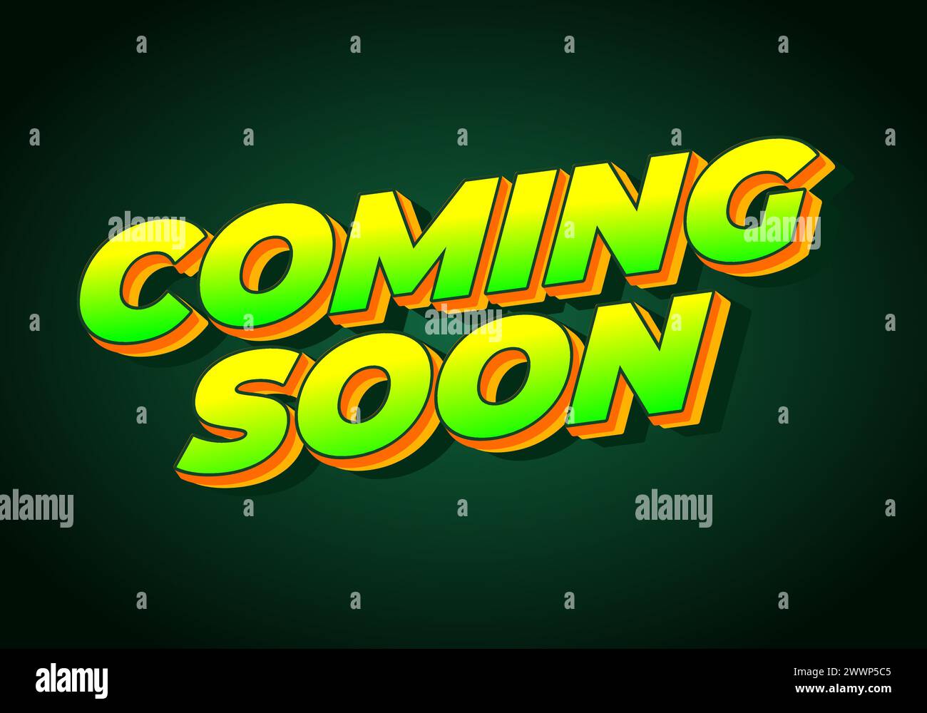 Coming soon. Text effect design in 3D look with eye catching colors ...