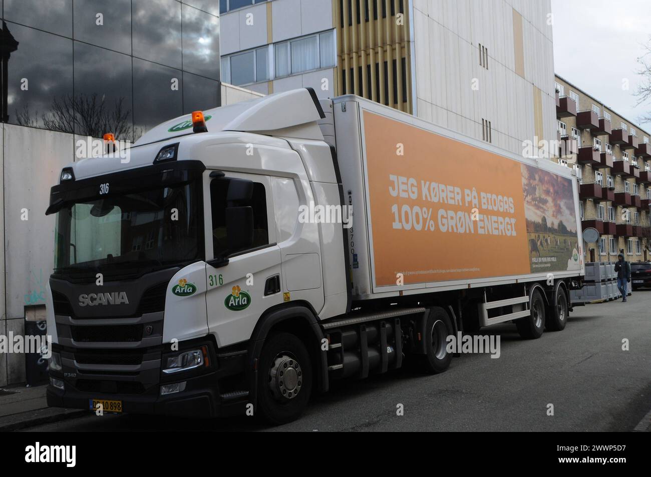Copenhagen, Denmark /25 March 2024/ Arla dairy food proucts delivery ...