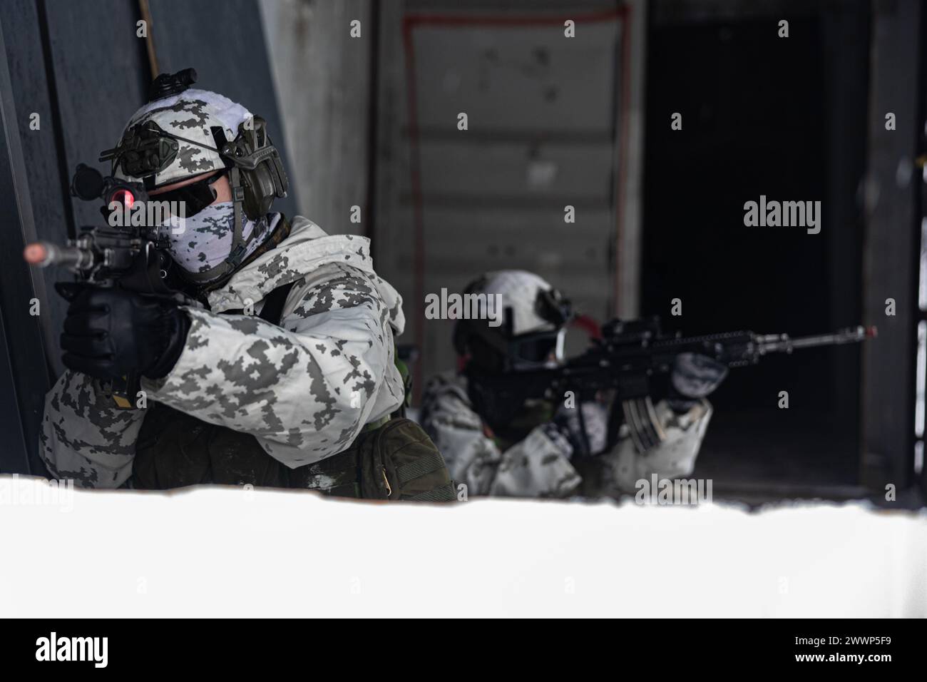 Finnish Soldiers with Finnish Defense Forces, provide security while ...