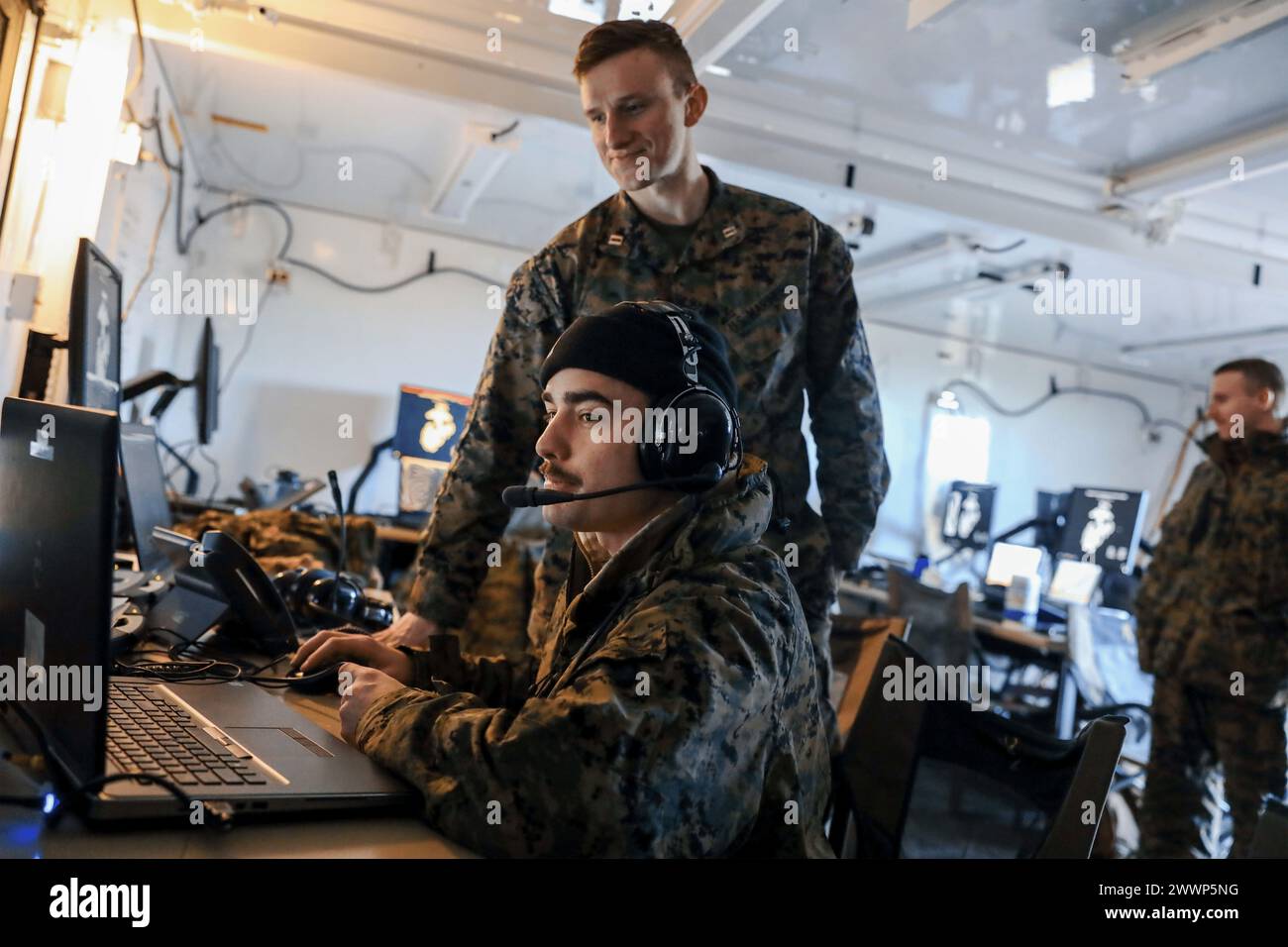 U.S. Marine Corps Capt. Drew Noble, an air defense control officer with ...