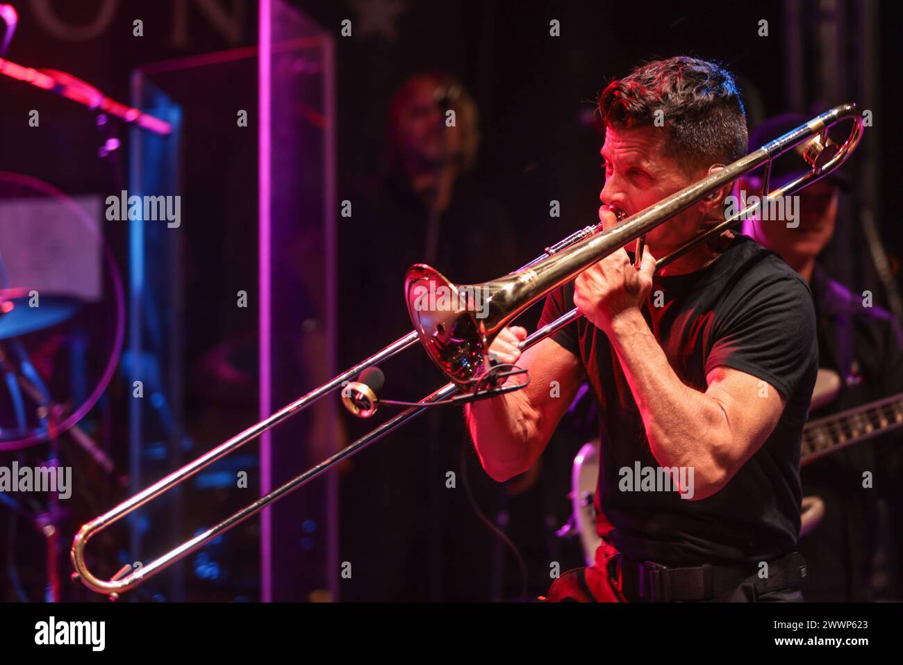 Harry Watters, musician, Lt. Dan Band, performs for military personnel ...