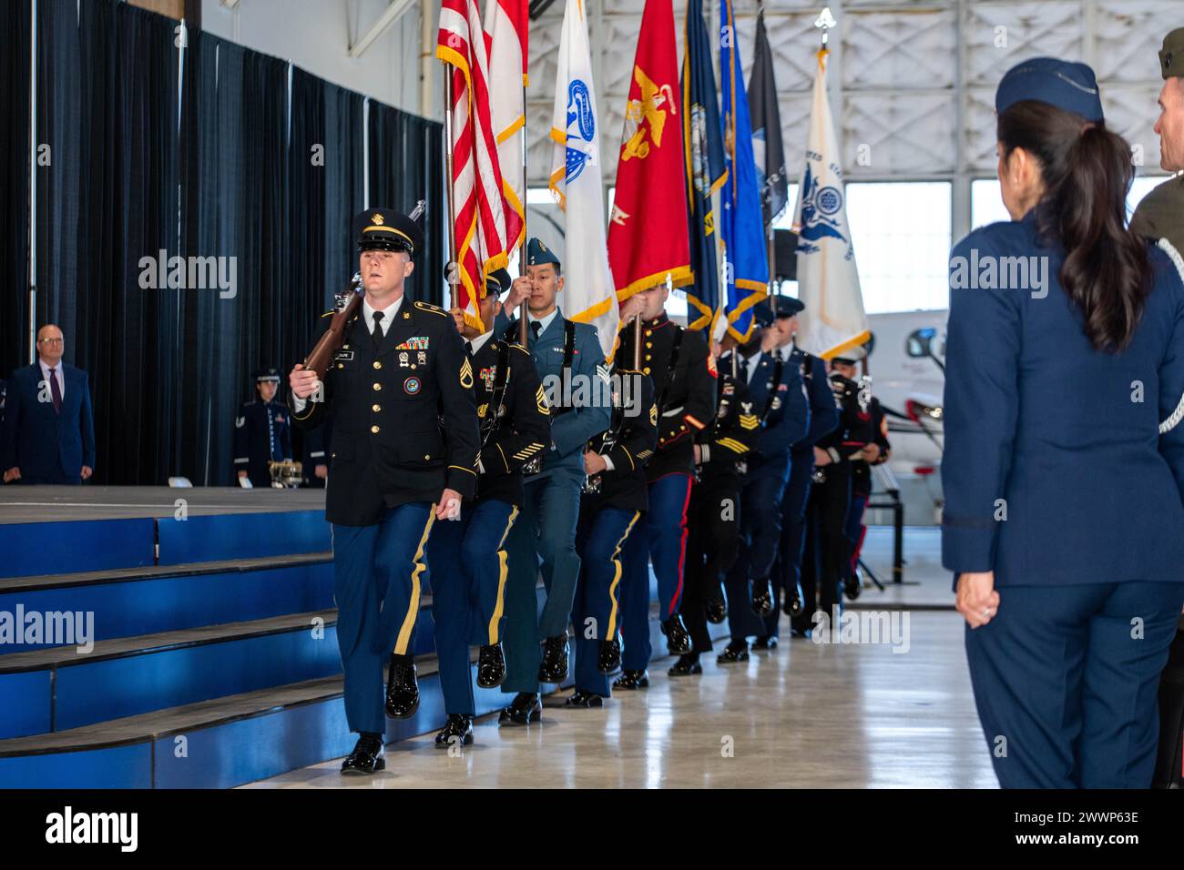 Honor guardsmen present colors during the U.S. Northern Command and ...