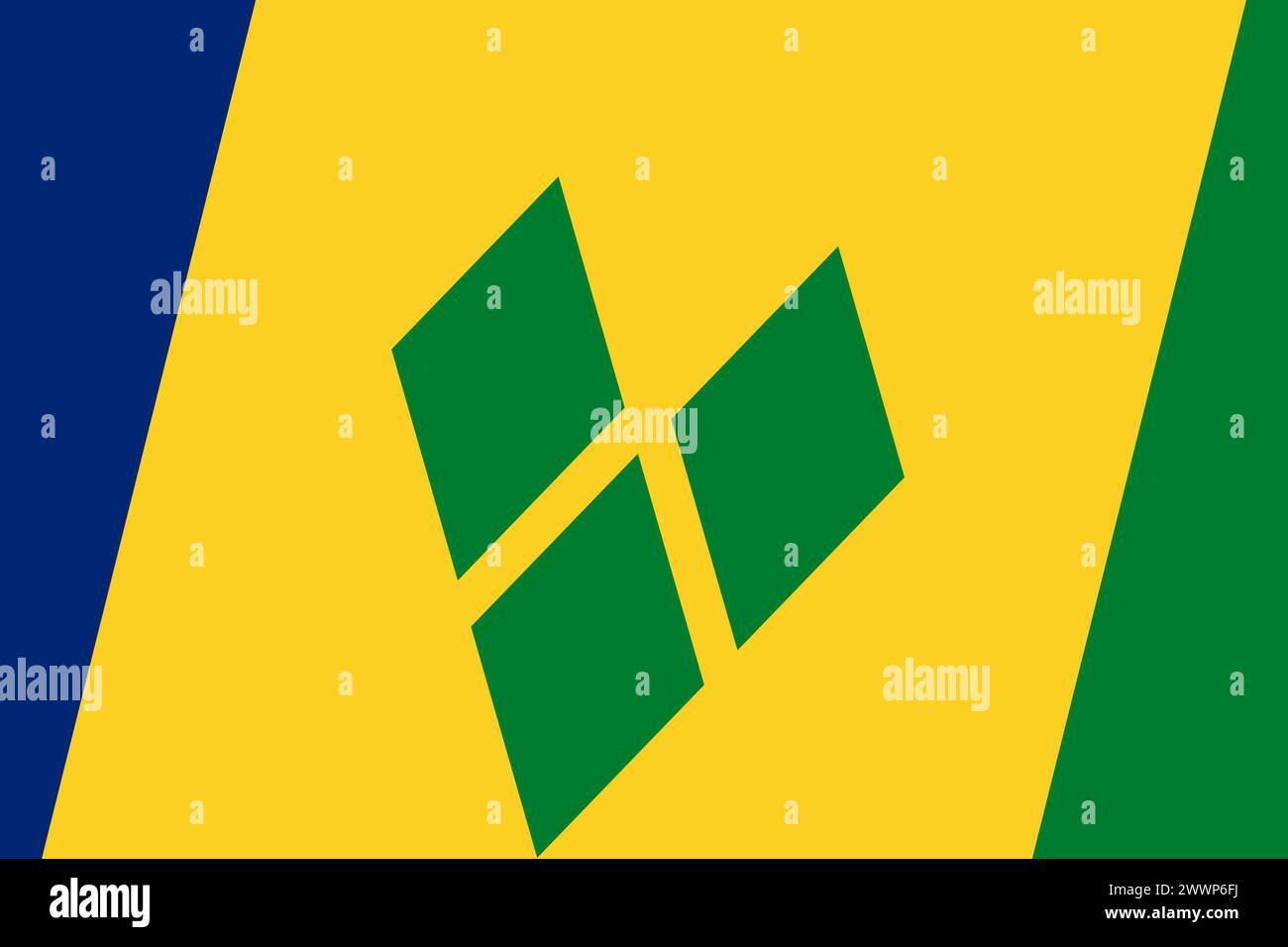 Saint Vincent and the Grenadines flag - rectangular cutout of rotated ...