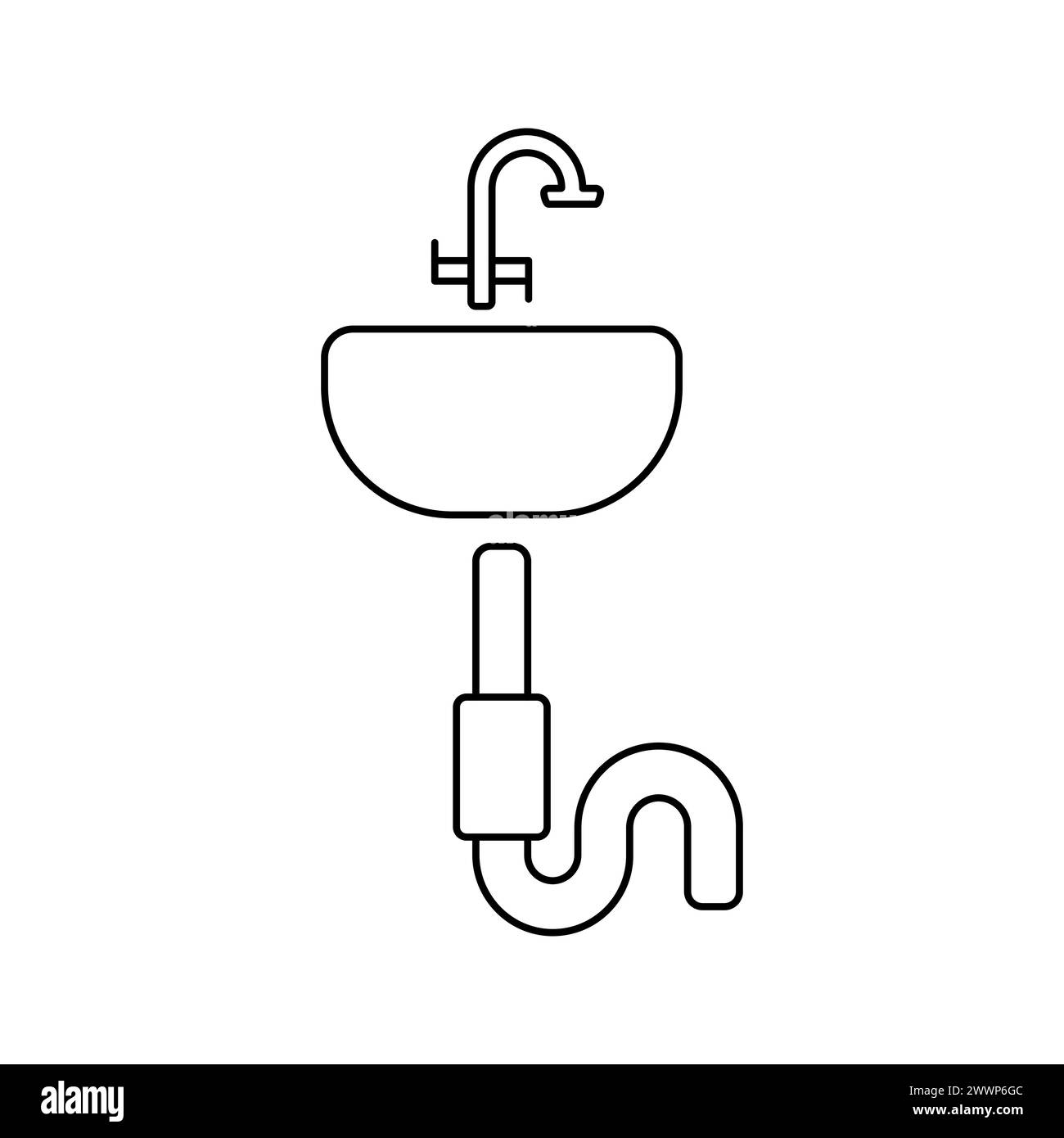 Outline of a hand washer vector logo. Interior bathroom furniture ...