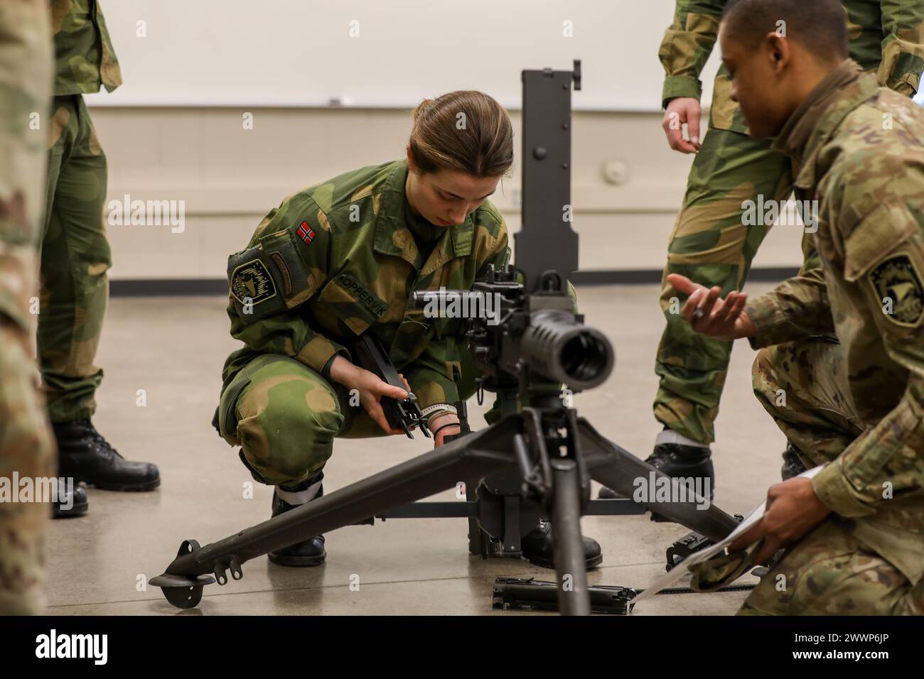 Norwegians in the Norwegian Home Guard Rapid Response Force / Youth program conduct weapons ...