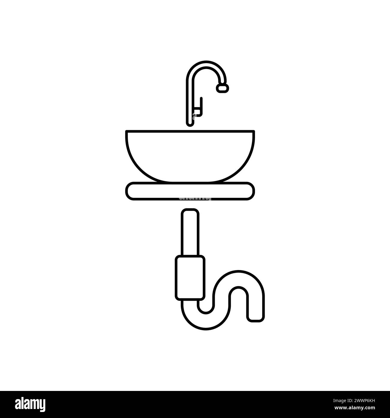 Outline of a hand washer vector logo. Interior bathroom furniture ...