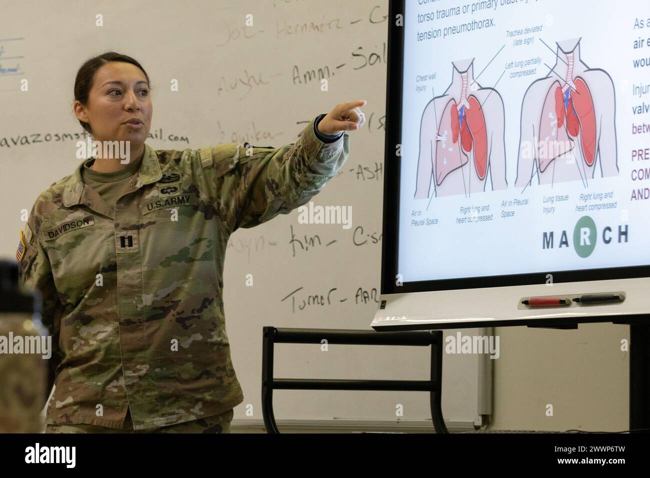 U.S. Army Cpt. Jessica Davidson, a physician assistant assigned to 1st ...
