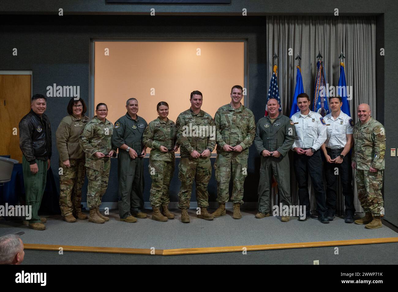 Winners of the 434th Air Refueling Wing 2023 annual awards pose for a ...