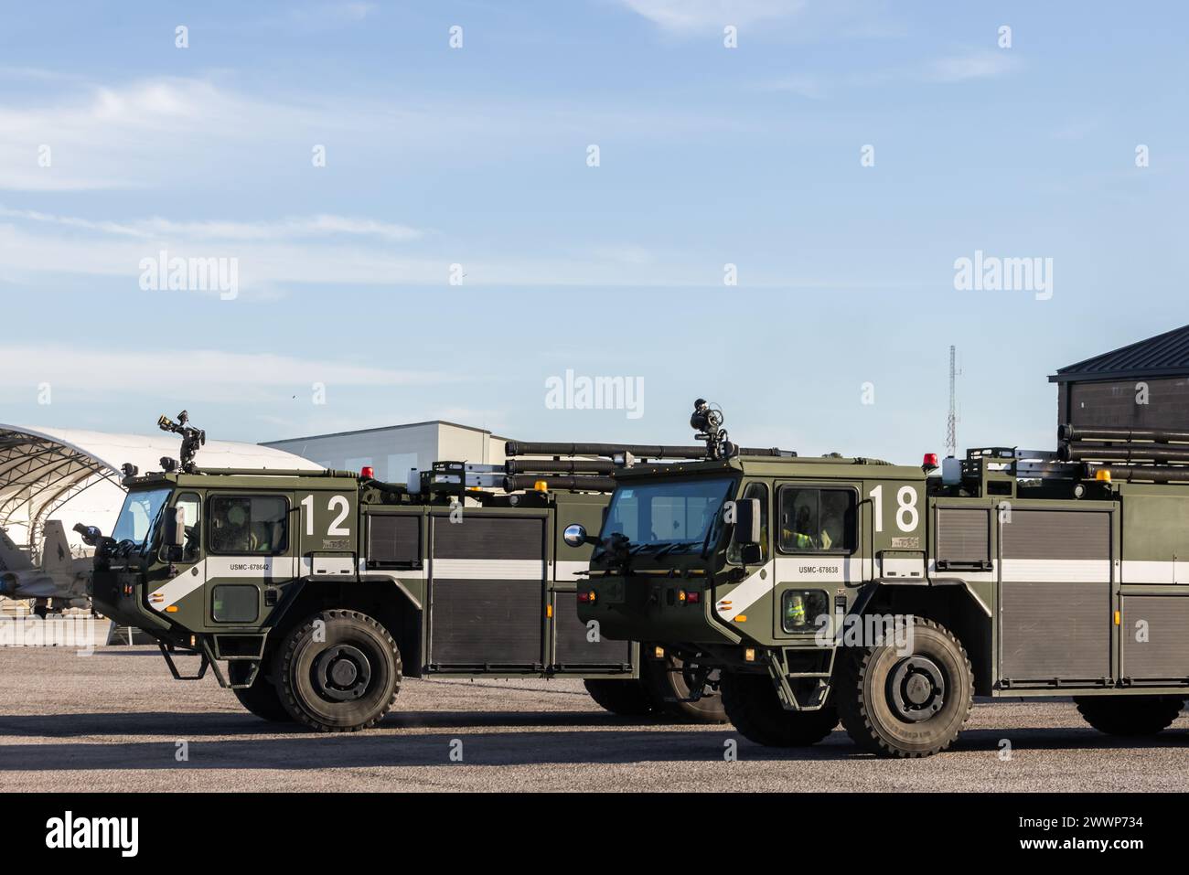 U.S. Marine Corps P-19R Aircraft Rescue and Firefighting (ARFF) trucks ...