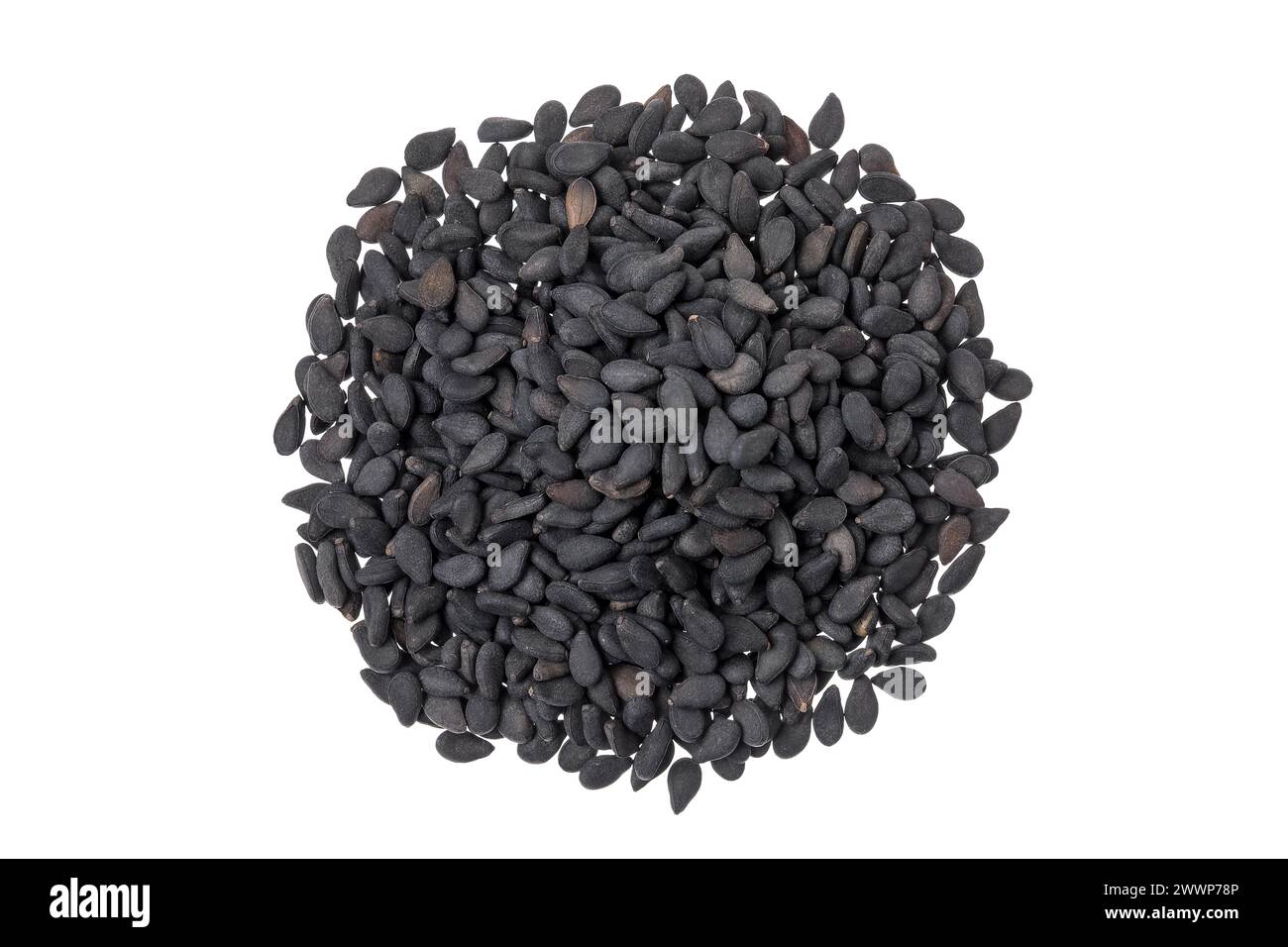 black sesame seeds isolated on white background. Top view. Flat lay ...