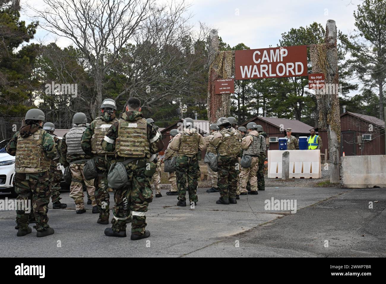 Team Little Rock Airmen prepare to enter Camp Warlord during a Chemical ...