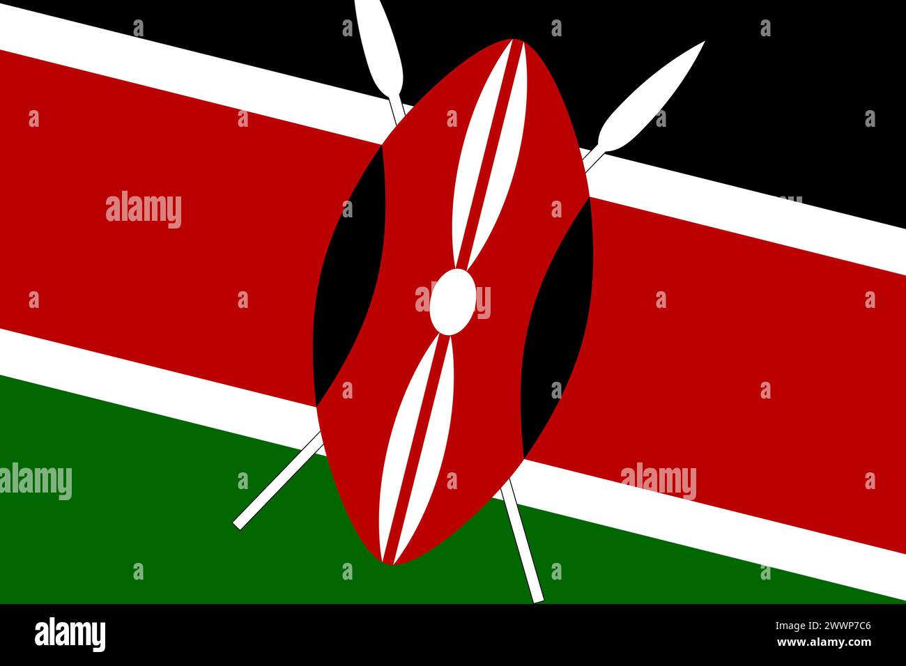 Kenya flag - rectangular cutout of rotated vector flag Stock Vector ...