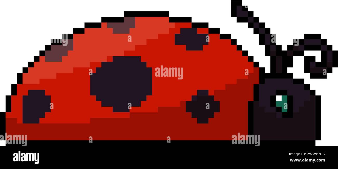 pixel art of insect ladybug side isolated background Stock Vector Image ...