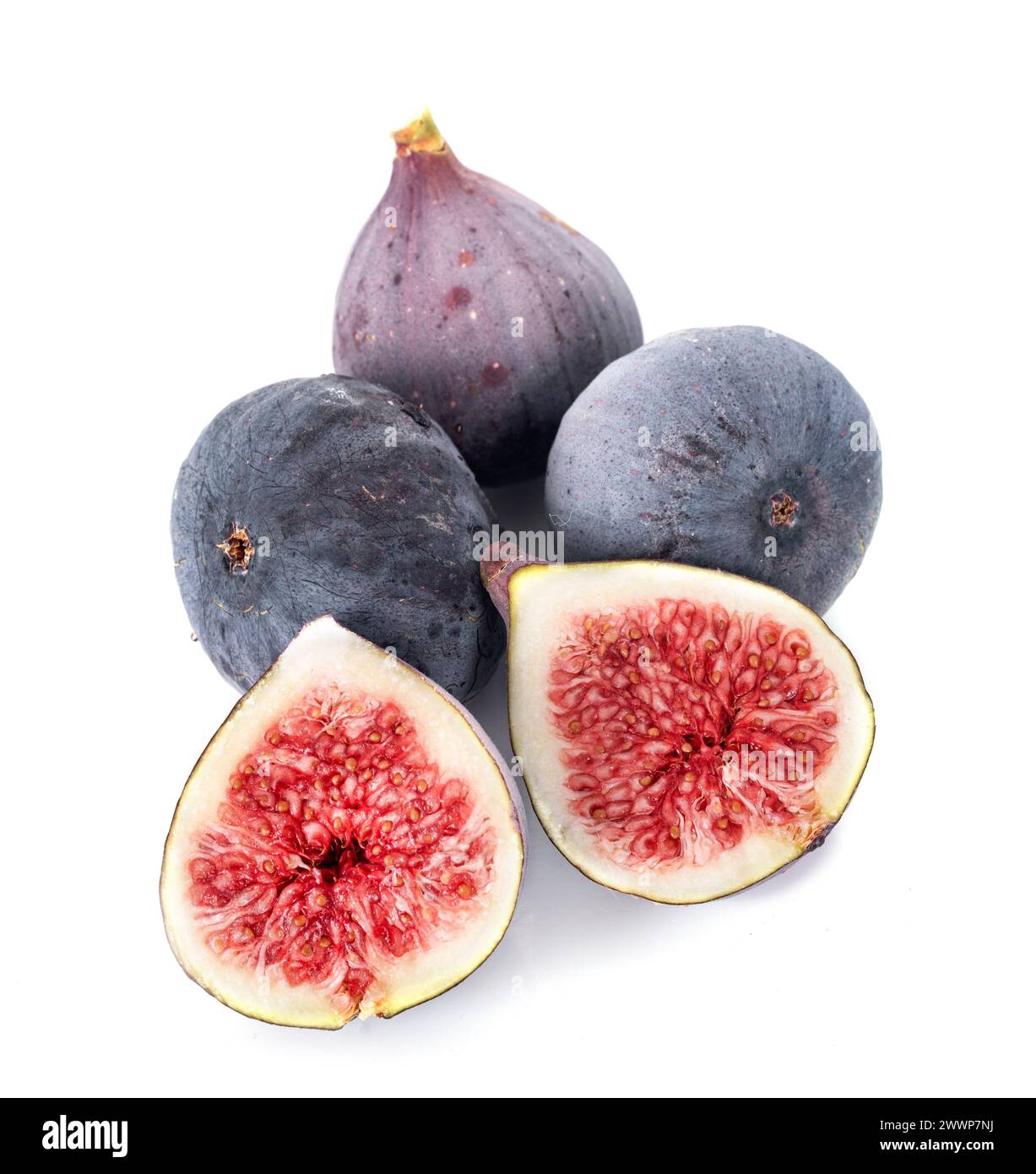 purple figs in front of white background Stock Photo - Alamy