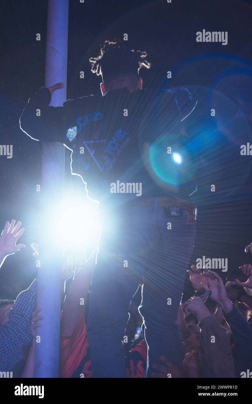 Kyle Harvey, a musical artist and rapper, performs during the Hansen ...