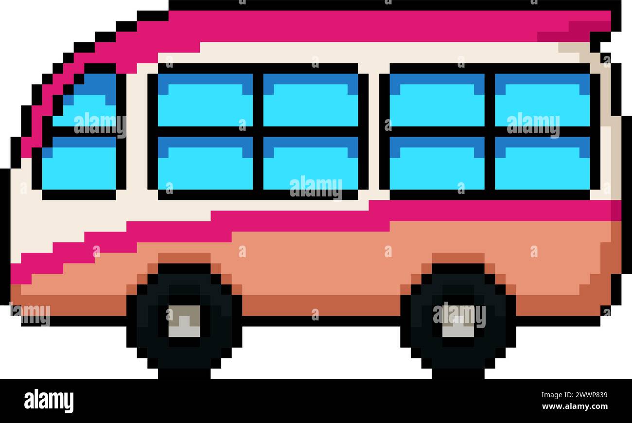 pixel art of strange mini van isolated background Stock Vector Image ...