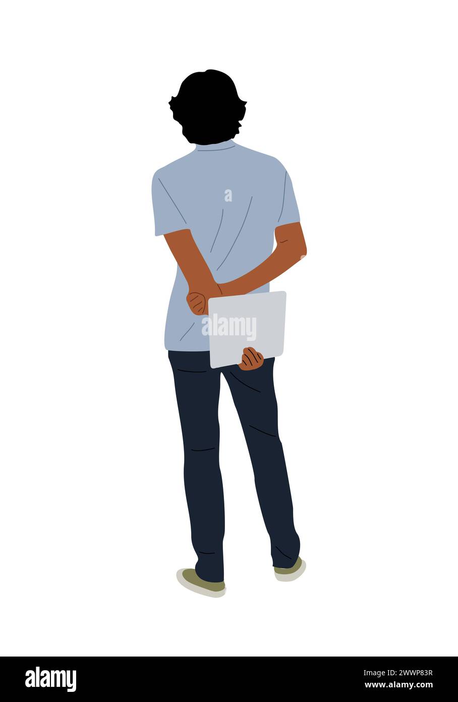 Back view man tablet standing Stock Vector Images - Alamy