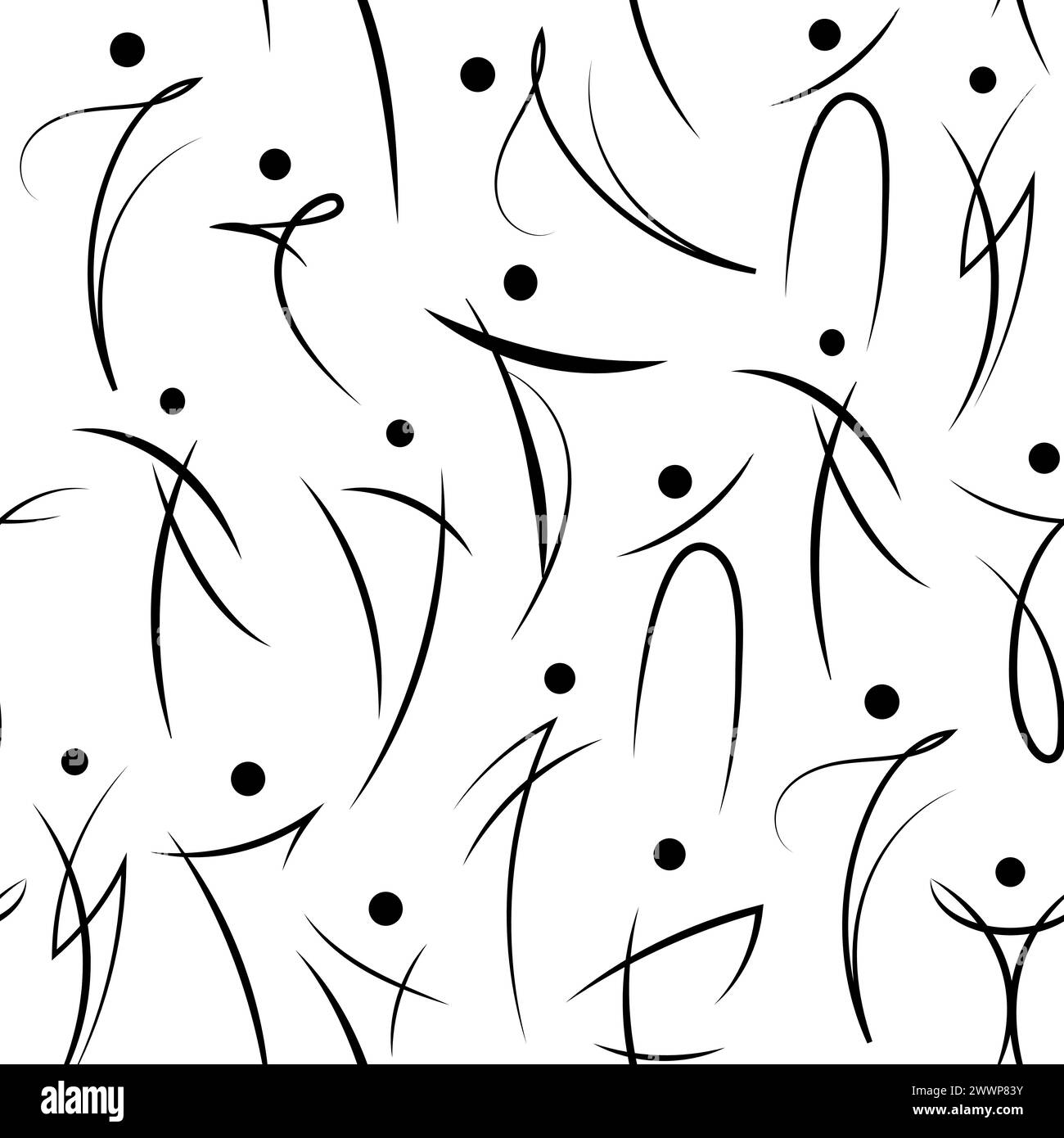 Vector abstract people bodies silhouette seamless pattern. Black and ...