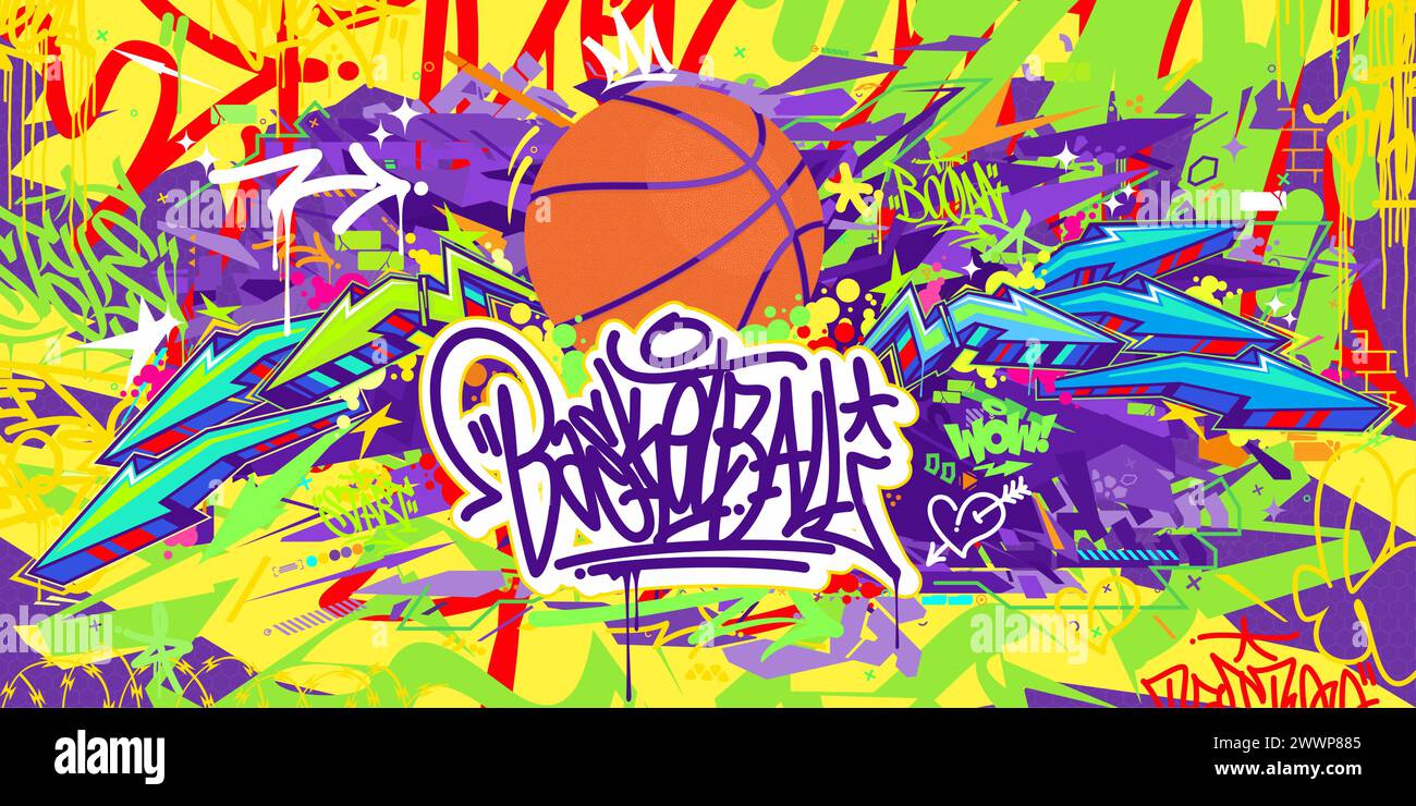 Trendy Hip Hop Urban Street Art Graffiti Style Streetball Or Basketball ...