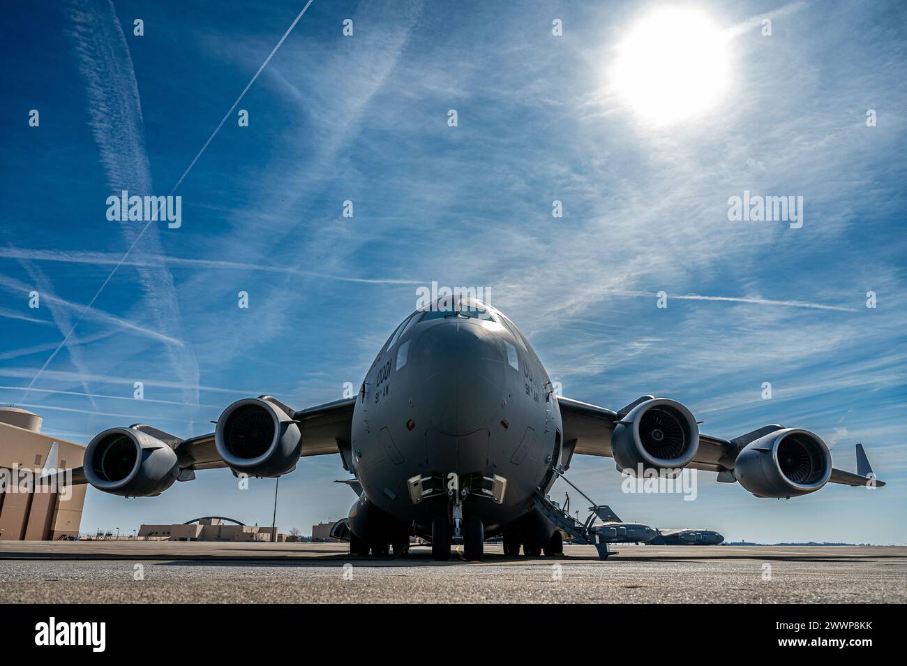 A C-17 Globemaster III assigned to the 911th Airlift Wing sits on the ...