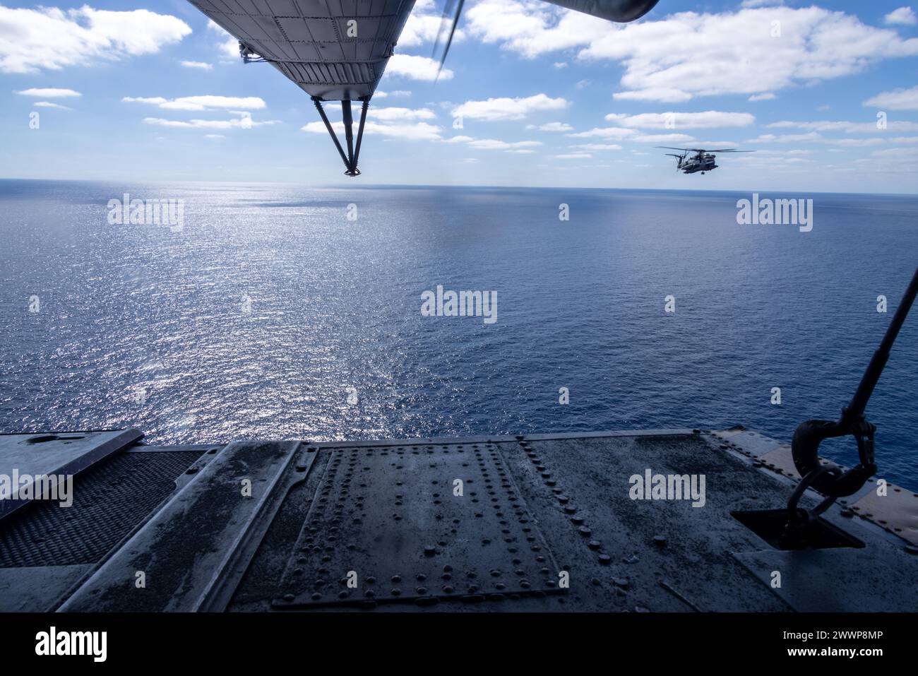A U.S. Marine Corps CH-53E Super Stallion helicopter with Marine Heavy ...