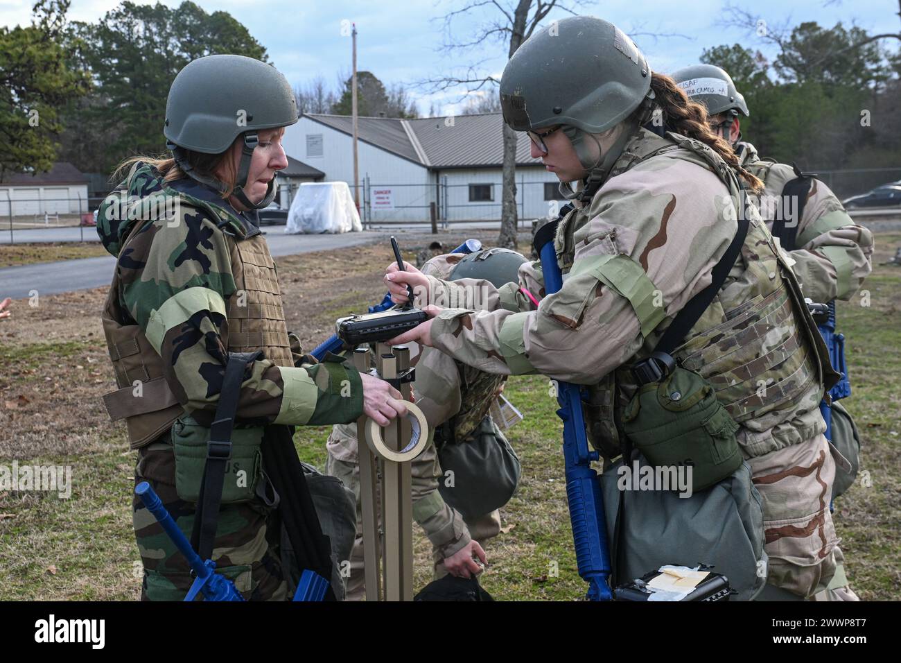 Team Little Rock Airmen post an M8 Chemical Detection Paper during a ...