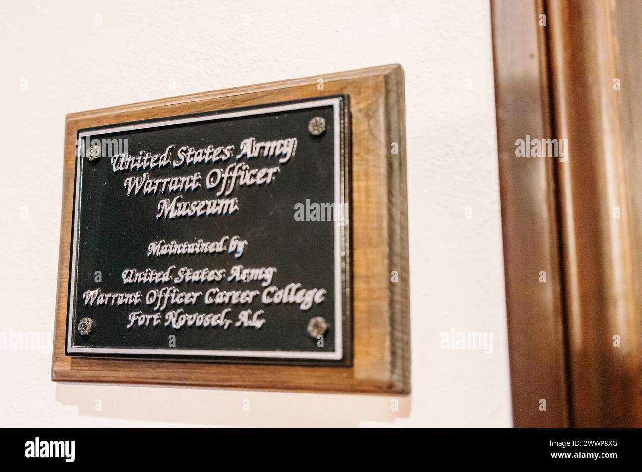 A plaque outside of the U.S. Army Warrant Officer Museum during the ...