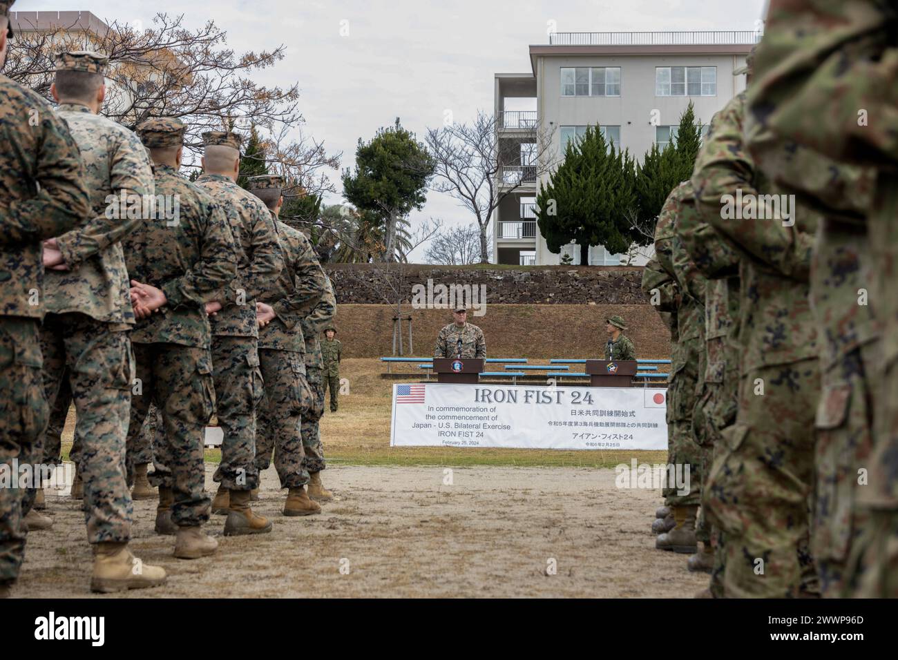U.S. Marine Corps Col. Matthew Danner, center, the commanding officer ...