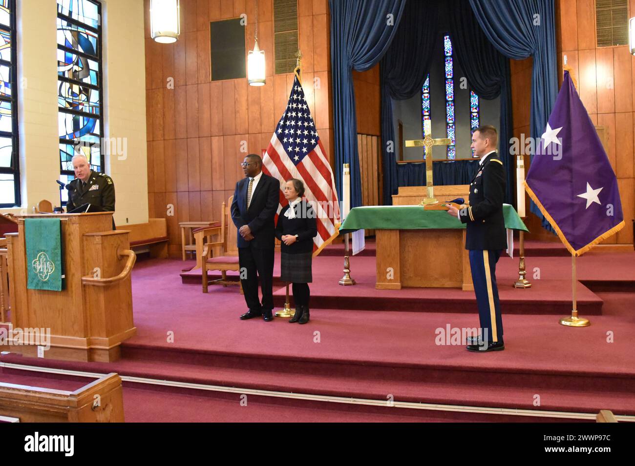Chaplain (Col.) Jim Fisher provides remarks prior to presenting the ...