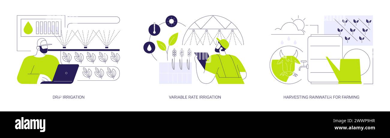 Precision irrigation abstract concept vector illustrations Stock Vector ...