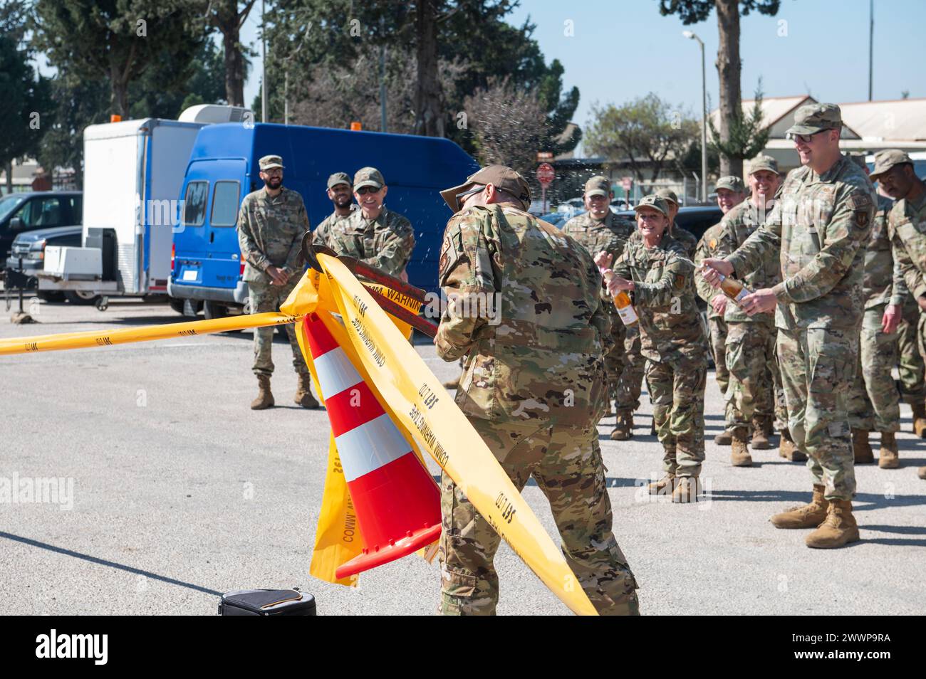 Col. Kevin Lord, 39th Air Base Wing commander, cuts the tape during a ...