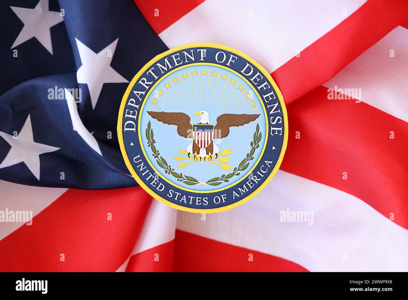 KYIV, UKRAINE - MARCH 9, 2024 US Department of Defense seal on United ...