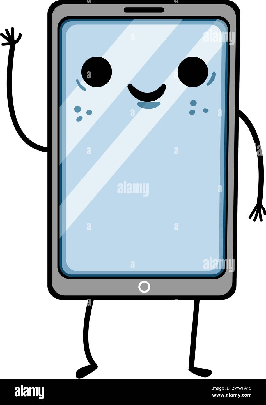 mobile phone character cartoon vector illustration Stock Vector Image ...