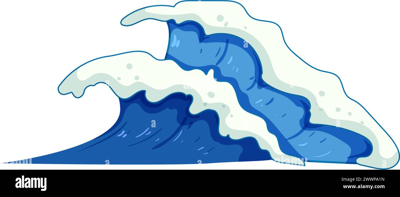 Big waves with foam at blue sea water Stock Vector Images - Alamy
