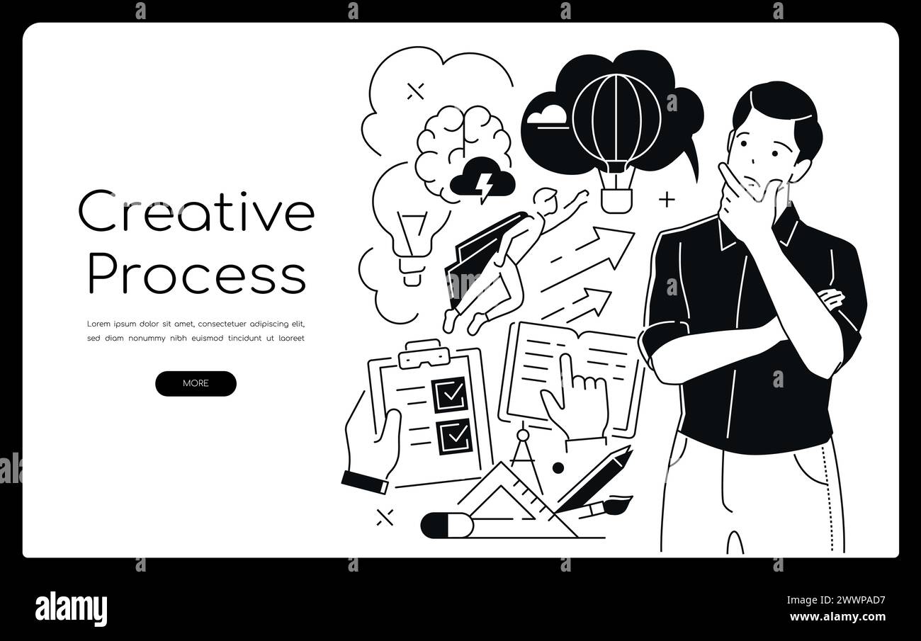 Creative process - modern line design style banner Stock Vector Image ...