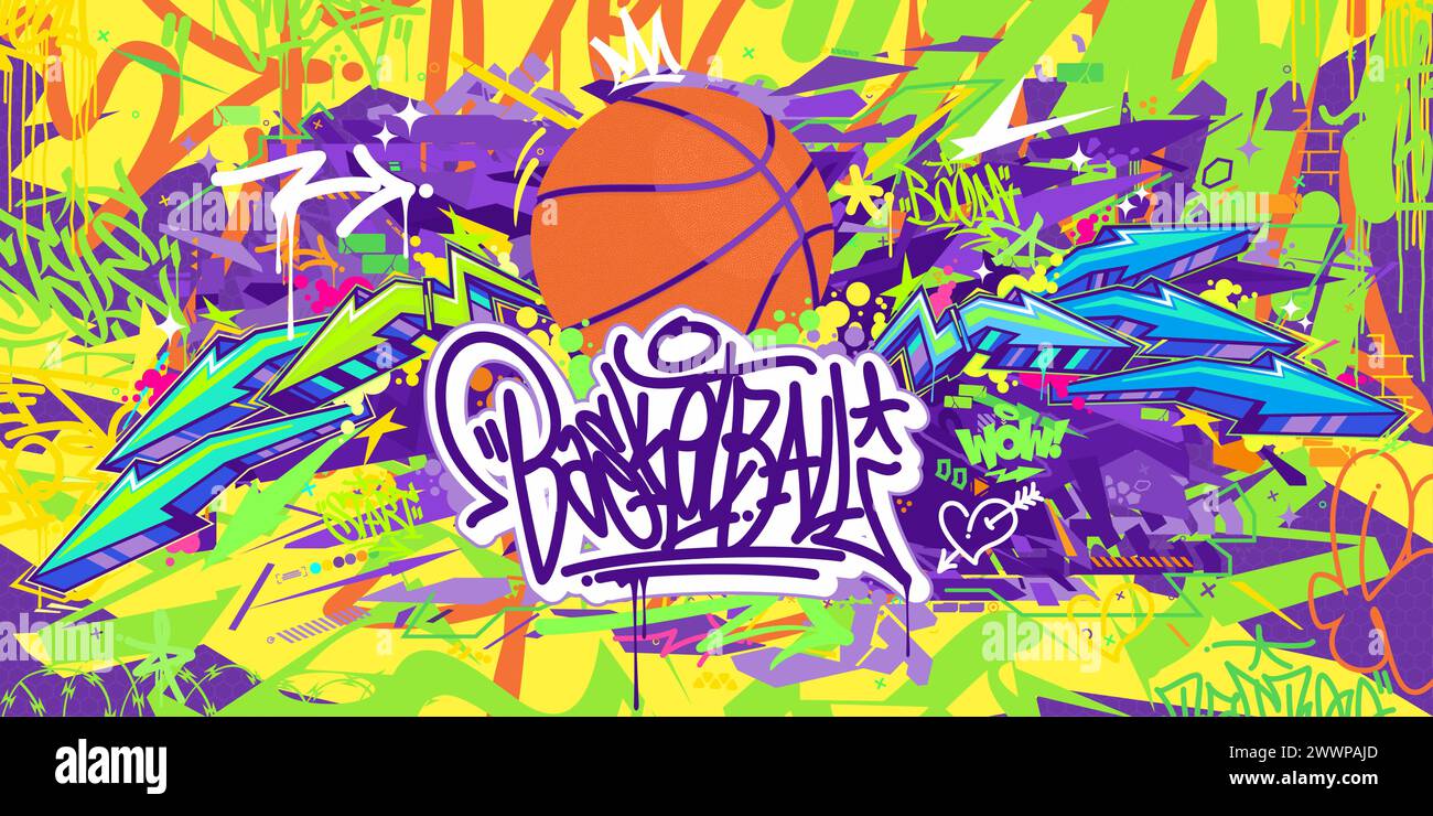 Cool Hip Hop Urban Street Art Graffiti Style Streetball Or Basketball ...