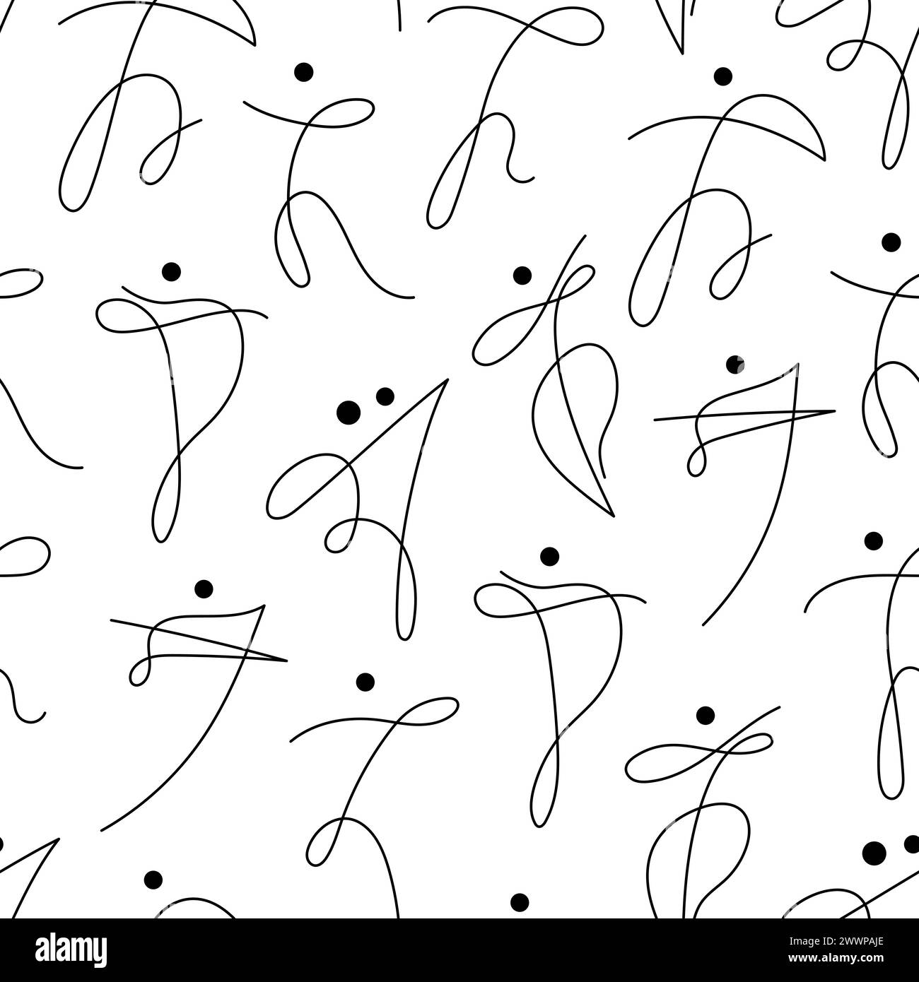 Vector abstract people bodies silhouette seamless pattern. Black and ...
