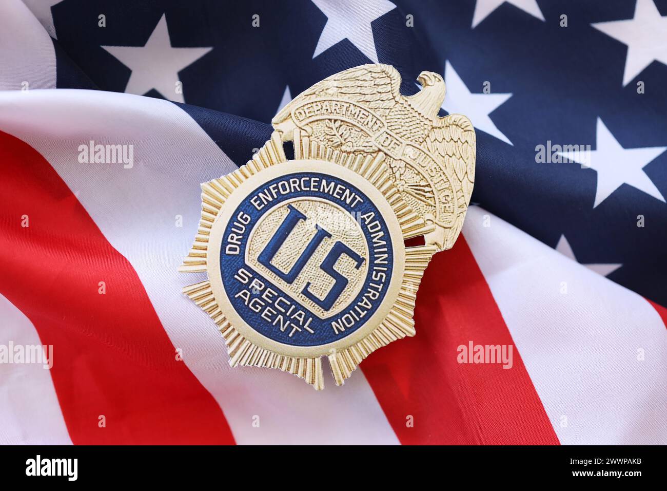 KYIV, UKRAINE - MARCH 9, 2024 US DEA Special Agent badge on United ...