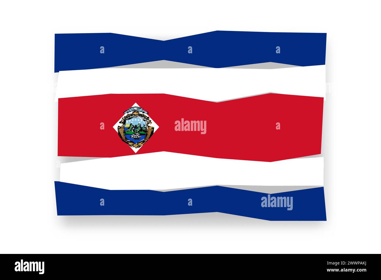 Costa Rica flag - stylish flag mosaic of colorful papercuts. Vector ...